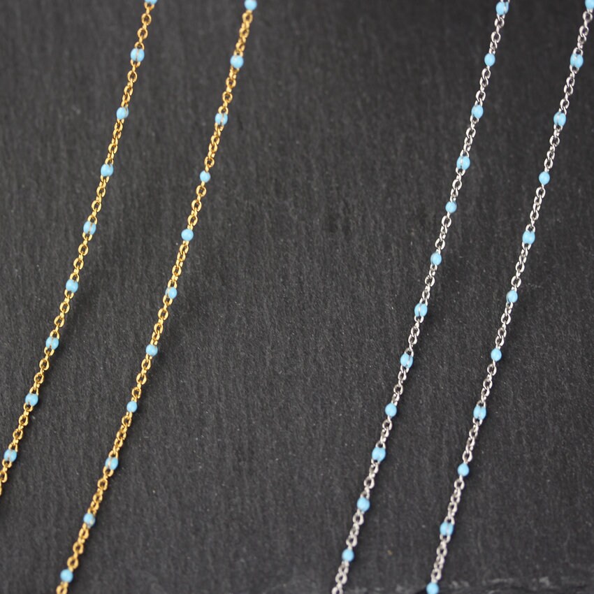 10feet Enamel Dot Chains Crafts Jewelry Making2mm Sky Blue | Etsy