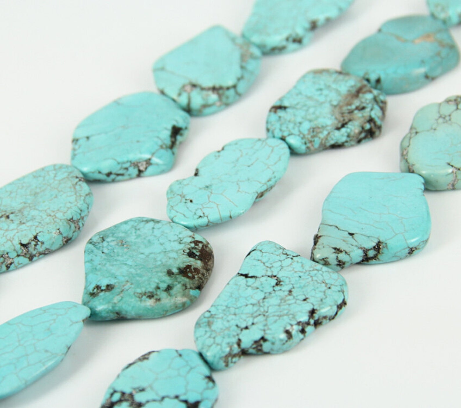 Light Blue Turquoise Howlite Drilled Slice Bead Necklace - Etsy