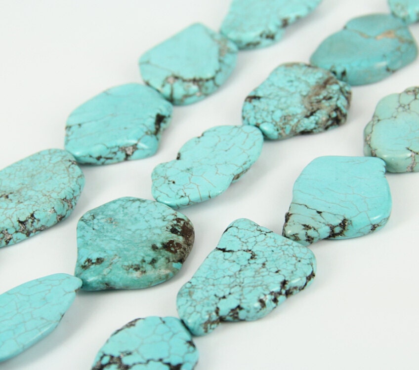 Light Blue Turquoise Howlite Drilled Slice Bead Necklace | Etsy