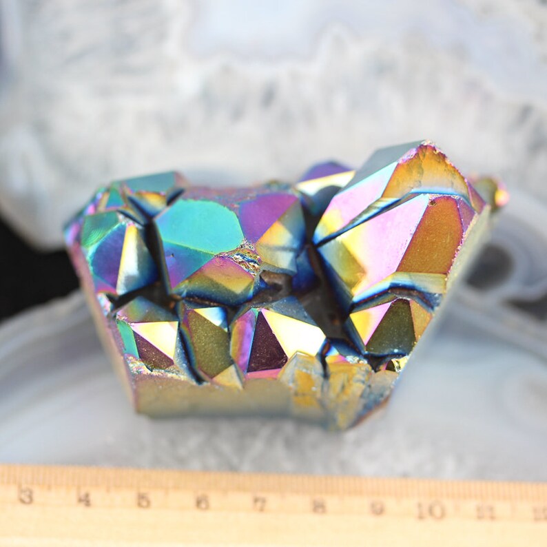 Rainbow AB Titanium Quartz Cluster Charms Decor Rock Stone - Etsy