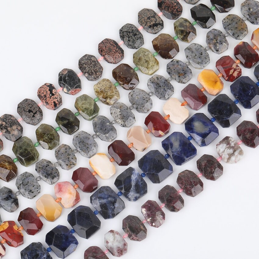 Gemstone Slab Loose Beads for NecklaceFaceted Center Drilled | Etsy