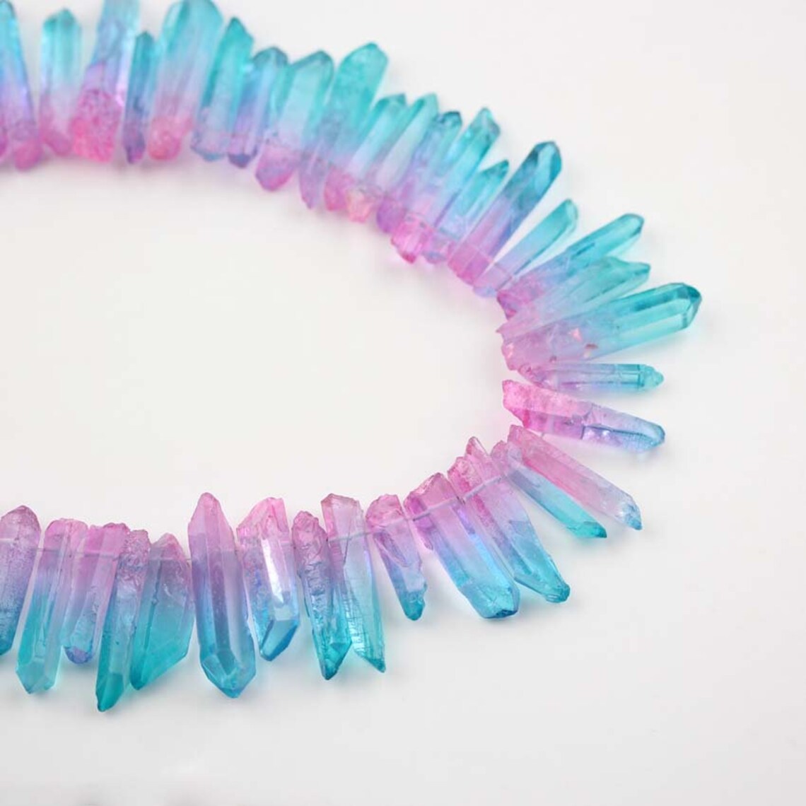 Full Strand Pink Light Blue Color Natural Quartz Crystal Stick - Etsy