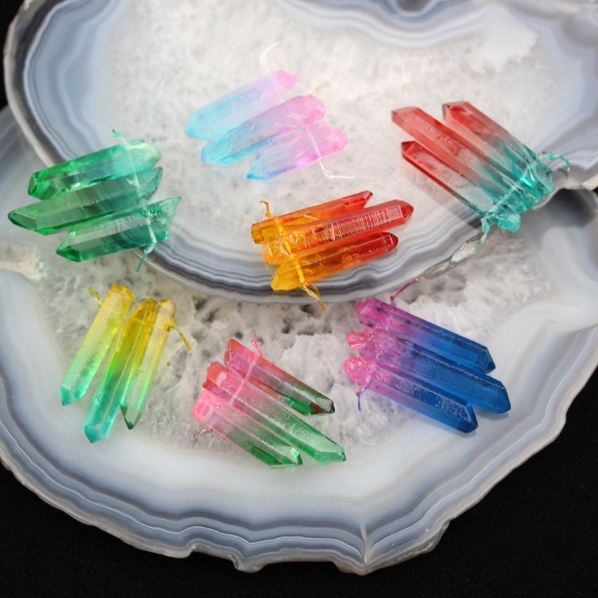 7 Color Choice3-10 Sets Double Color Quartz Crystal Top | Etsy