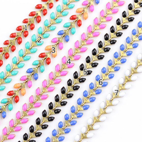 10feet,Rectangle Copper Beads Colorful Enamel Link Chains Findings,High ...