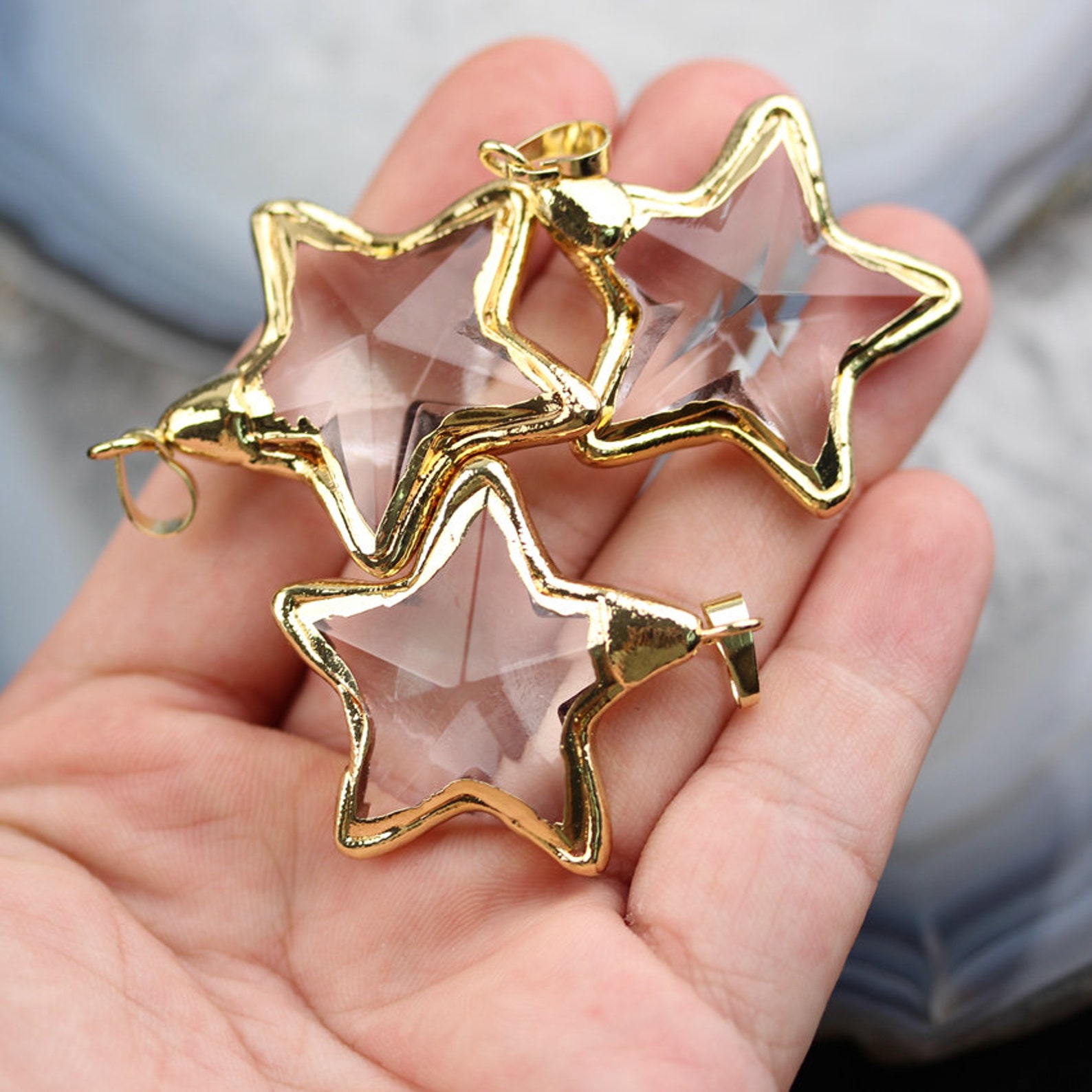 5-10pcs Star Shaped Bezel Glass Crystal Pendants Crafts - Etsy