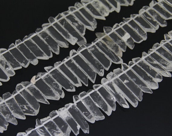 Full Strand Clear Crystal Quartz Slice BeadsGraduated | Etsy
