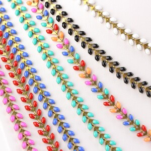 10feet Brass Copper Enamel Beaded Chains Findings,enamel Chevron Chains ...