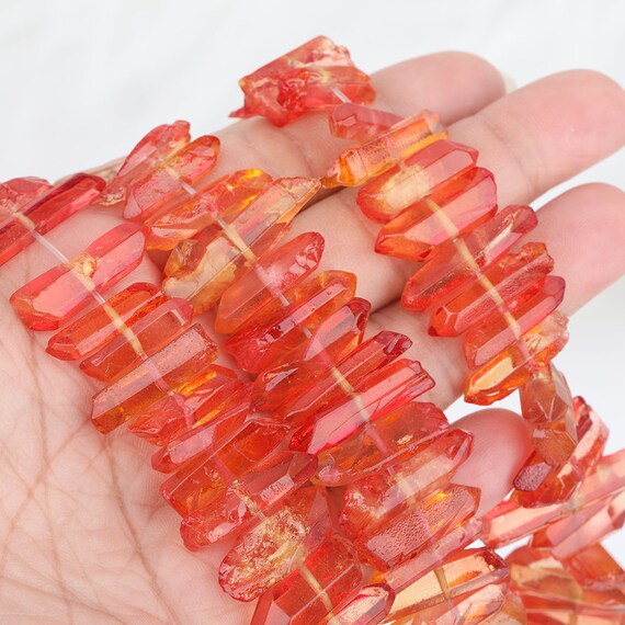 8inches Strand Orange Red Crystal Points Briolette Pendants - Etsy