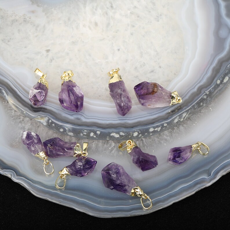10pcs/lot Wholesale Amethyst Pendant for Jewelry MakingSmall | Etsy