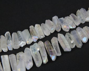 Rough Cyan Quartz Rock Crystal Graduated Stick Points Pendants - Etsy