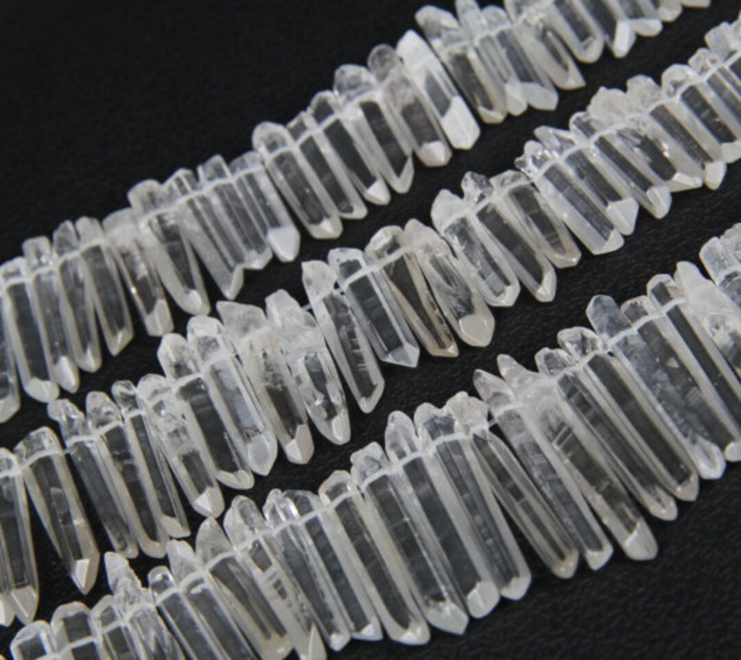 Polished Quartz Crystal Graduated Stick Points Bulk Strand,top Drilled ...