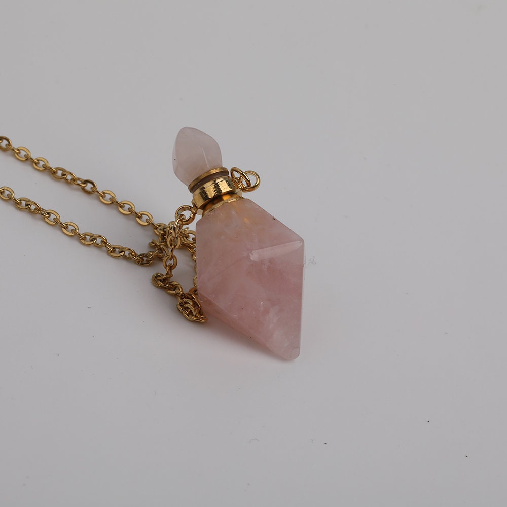 Faceted Double Cone Perfume Bottle Stones Necklace Point - Etsy