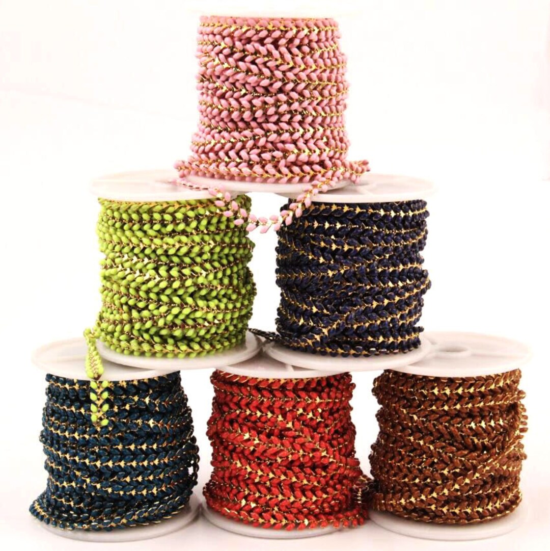 10feet Enamel Beaded Fishbone Chains Fashion Jewelryarrow - Etsy