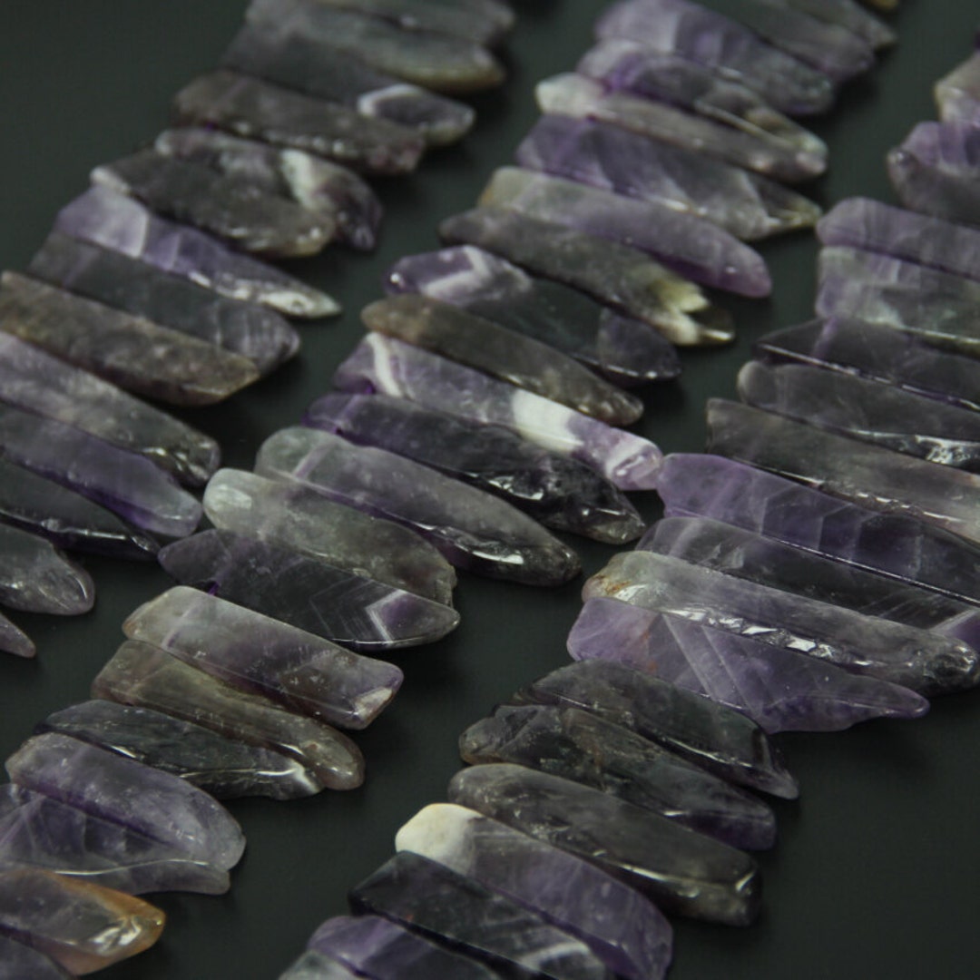 Natural Dog Tooth Amethyst Slice Beads Pendant Strand,top Drilled Raw ...