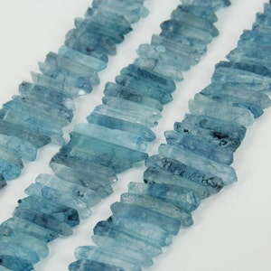 Rough Cyan Quartz Rock Crystal Graduated Stick Points Pendants Jewelry ...