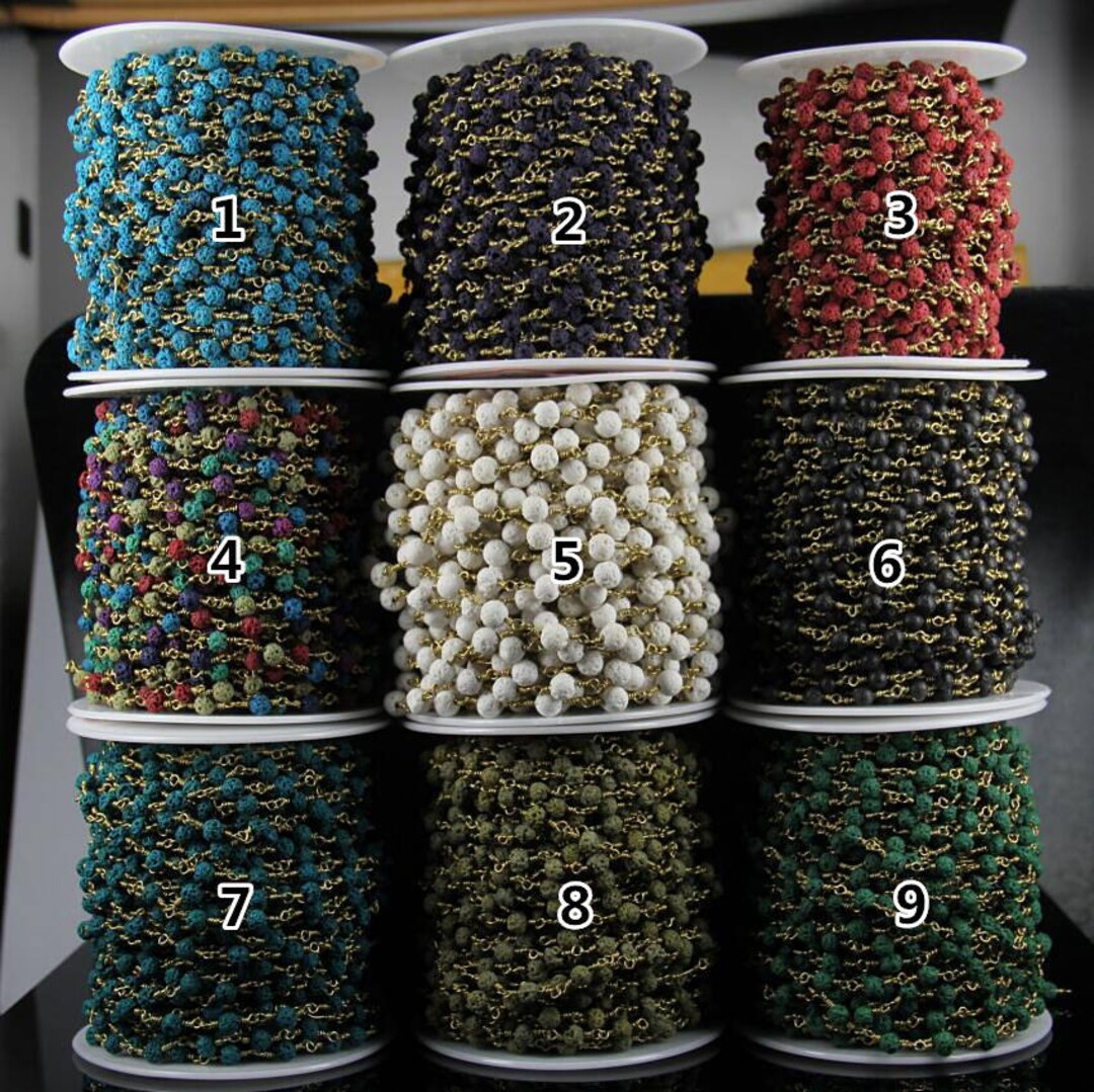 9 Color Choice,10 Feet 5mm Lava Chains Crafts Bracelet Findings,round ...