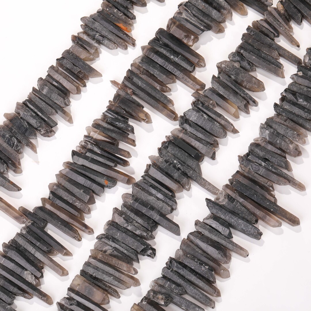 Dark Color Smoky Quartz Crystal Sticks Points Strand - Etsy