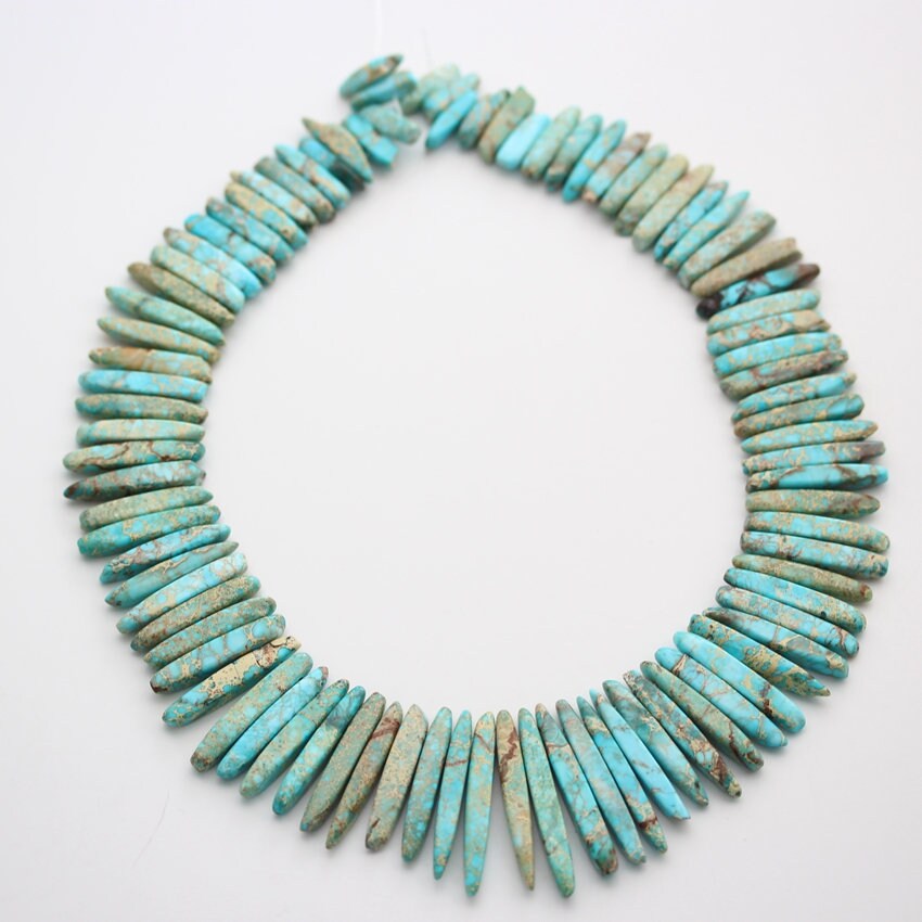 Full Strand Sky Blue Sea Sediment Jasper Top Drilled Stick | Etsy