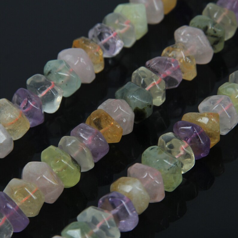 Natural Mixed Stones Drilled Faceted Rondelle Beads strandRaw | Etsy