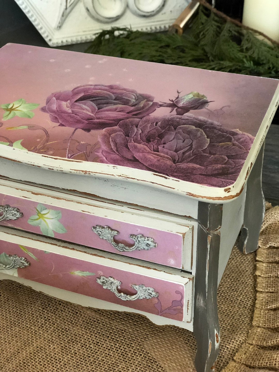 Vintage Upcycled Jewelry Box / Music Box Refelted Natural Wool Felt ...