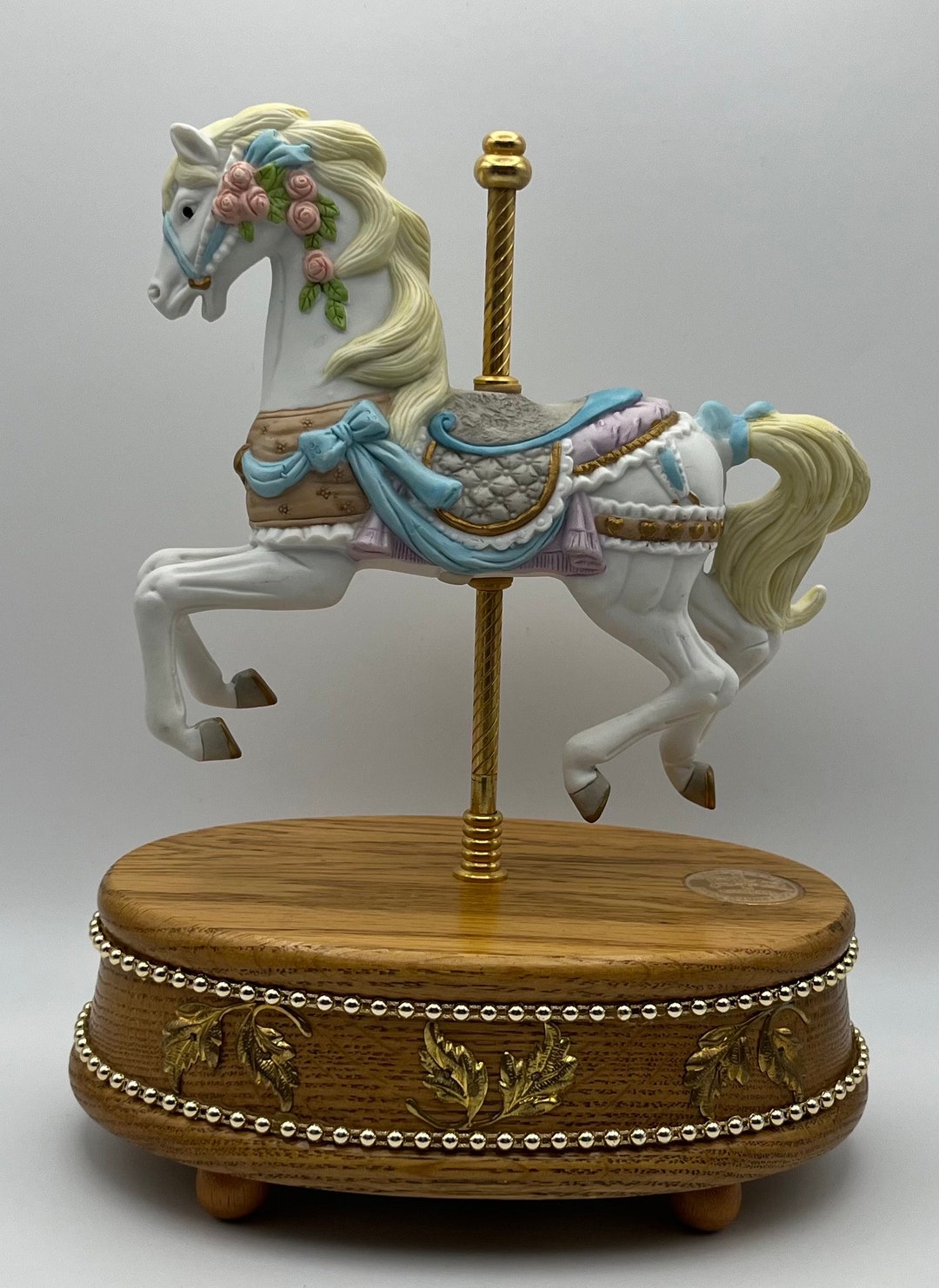 Musical Wind up Horse Carousel Oak - Etsy