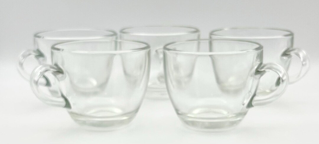 Vintage Set of 5 Clear Federal Glass Punch Mugs /cups,tea Cups ...