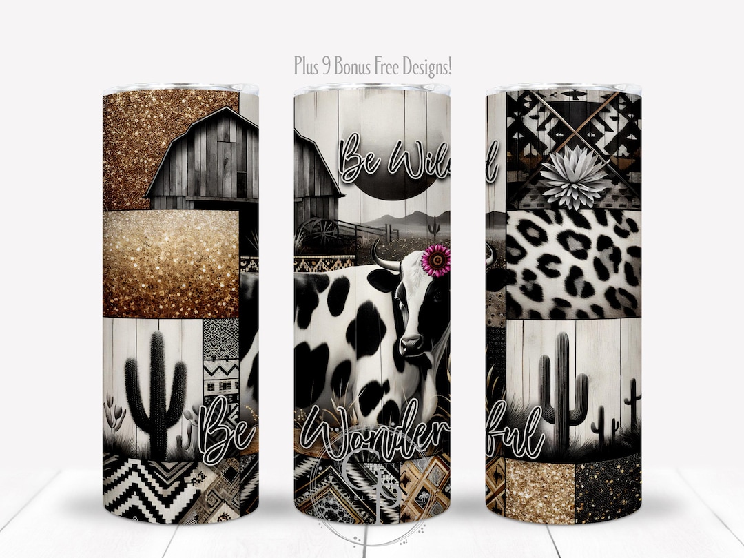 Holstein Dairy Cow PNG for 20 Oz Skinny Straight Tumbler, Western Ranch ...