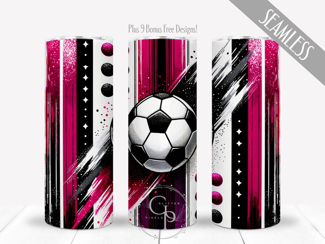 Soccer Ball Sublimation PNG for 20 Oz Skinny Straight Tumbler, Pink ...