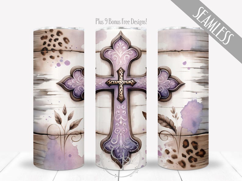 Christian Cross PNG for 20 Oz Skinny Straight Tumbler, Lilac Purple ...