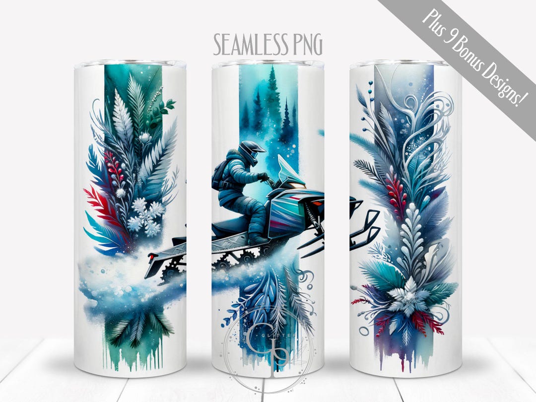 Snowmobile PNG for 20 Oz Skinny Straight Tumbler, Winter Sled Sports ...