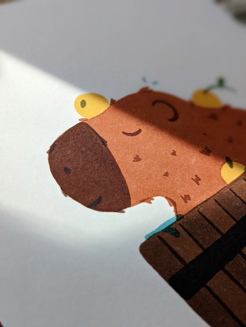 Capybara Yuzu Bath A4 Print - Etsy
