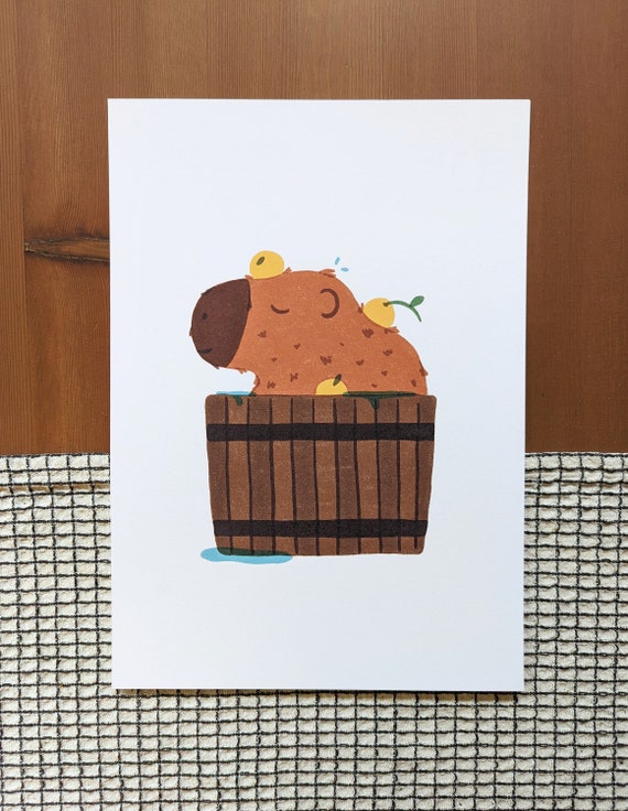 Capybara Yuzu Bath A4 Print - Etsy