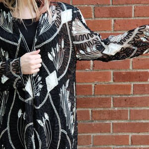 Vintage Black and Silver Sequin Beaded Cover/jacket/xl - Etsy