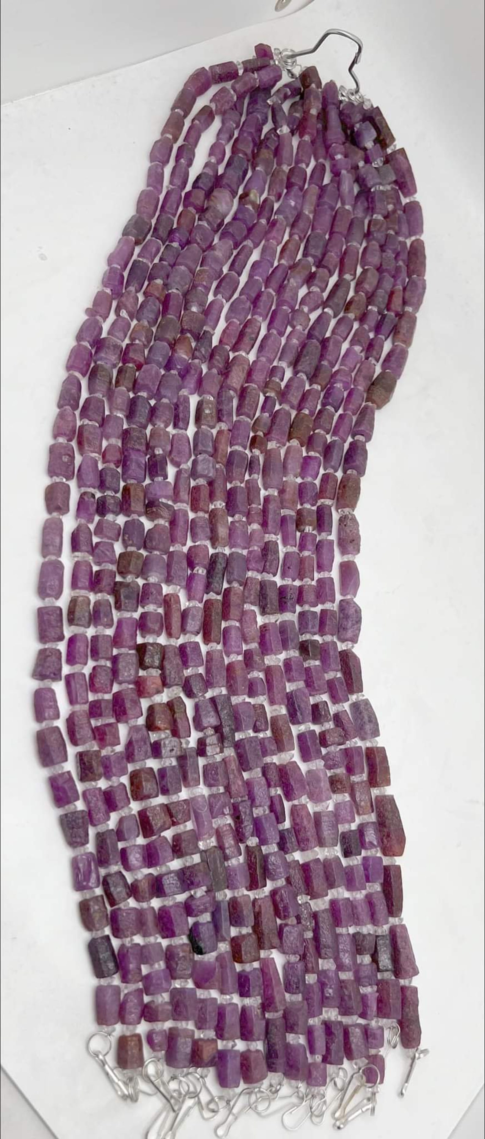 Ruby Crystal Beads Combine With Diamond Quartz Bead Strand,16 Inches ...