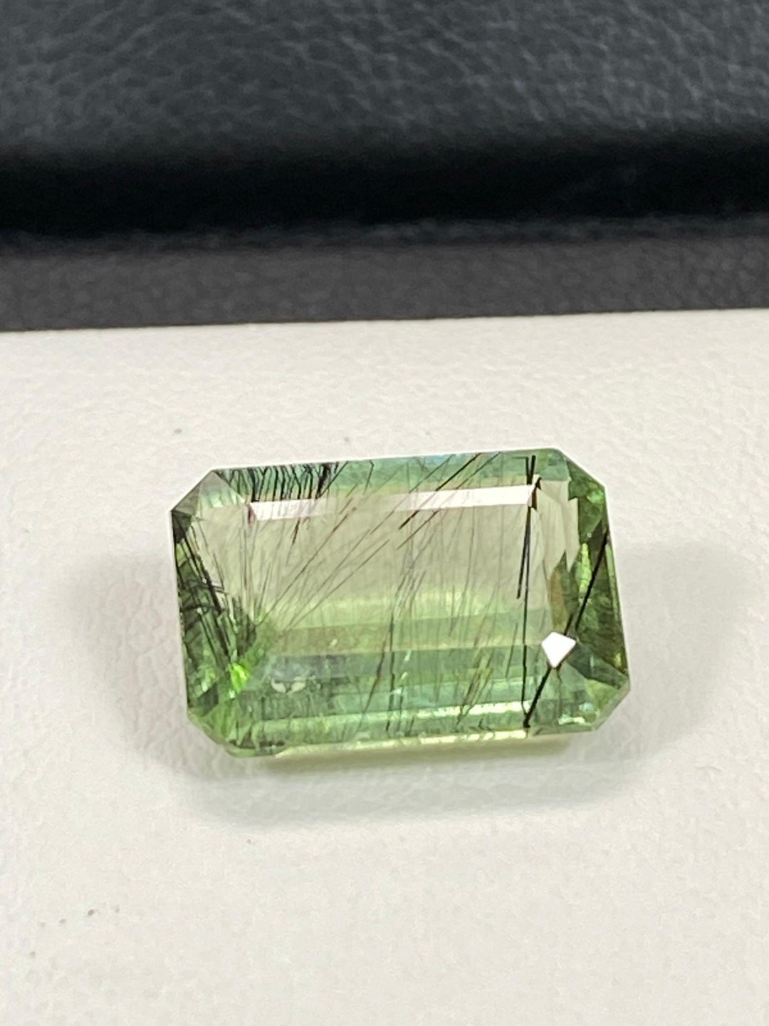 Emerald Cut Peridot Gemstone With Ludwigite Inclusions, Pakistan Origin ...