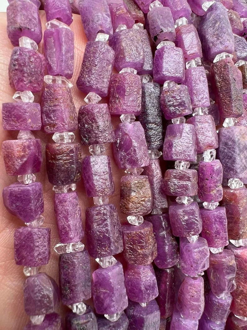 Ruby Crystal Beads Combine With Diamond Quartz Bead Strand,16 Inches ...