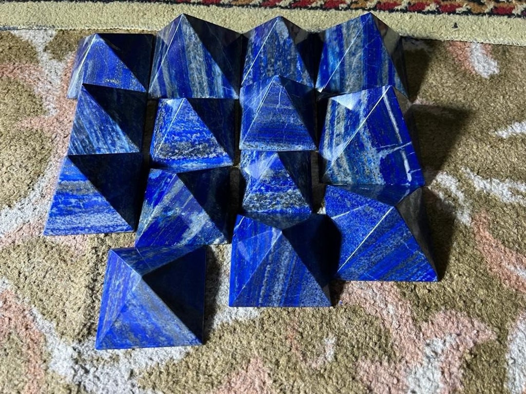 Stunning Lapis Lazuli Pyramids Handmade Polished Gems, Big Lot of 14, 3 ...