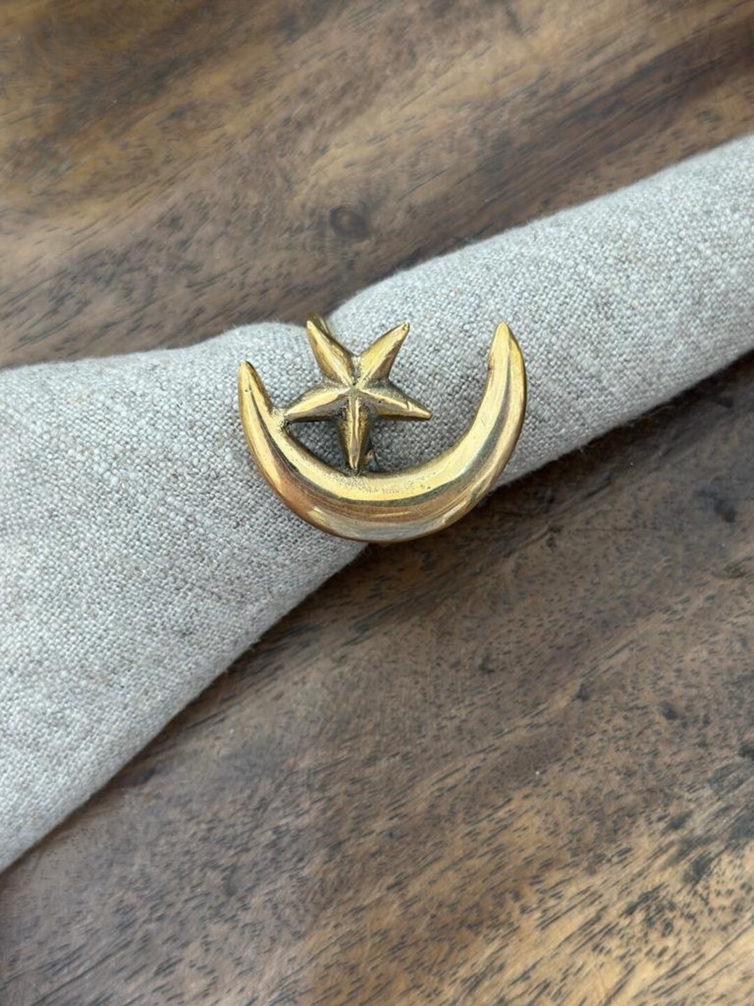 Solid Brass Star & Moon Napkin Ring - Etsy