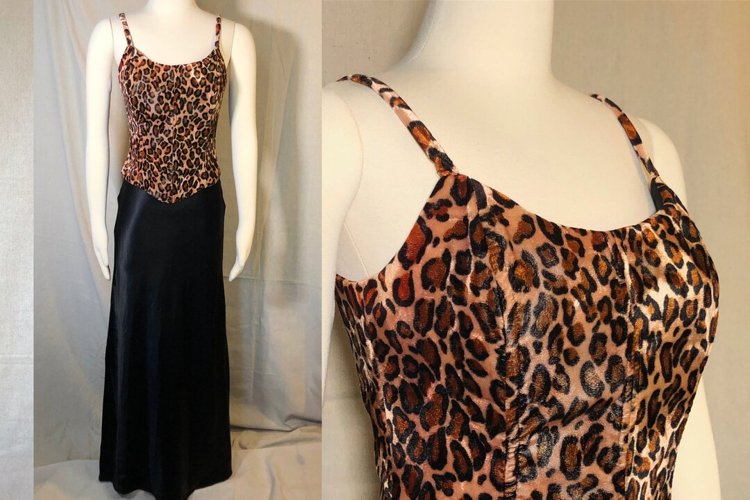 90s Jessica Mcclintock Gunne Sax Leopard Black Corset Gown 7/8 S - Etsy