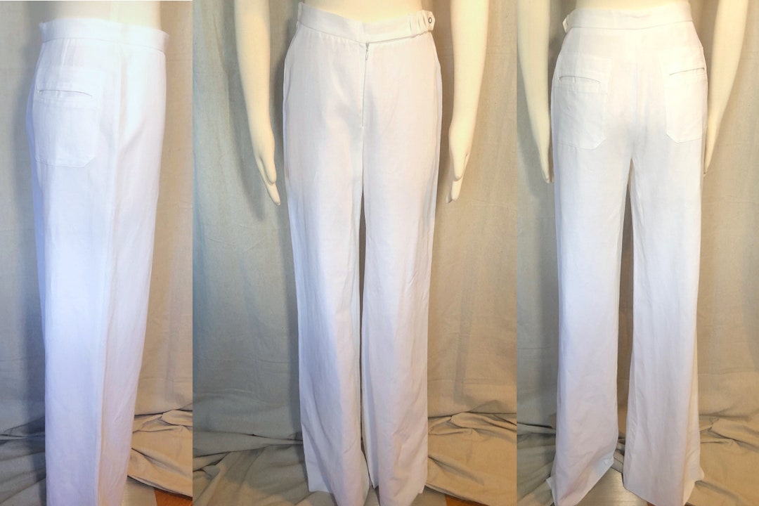 90s White Wide Leg Trousers Rodika Zanian France 38 S / M - Etsy