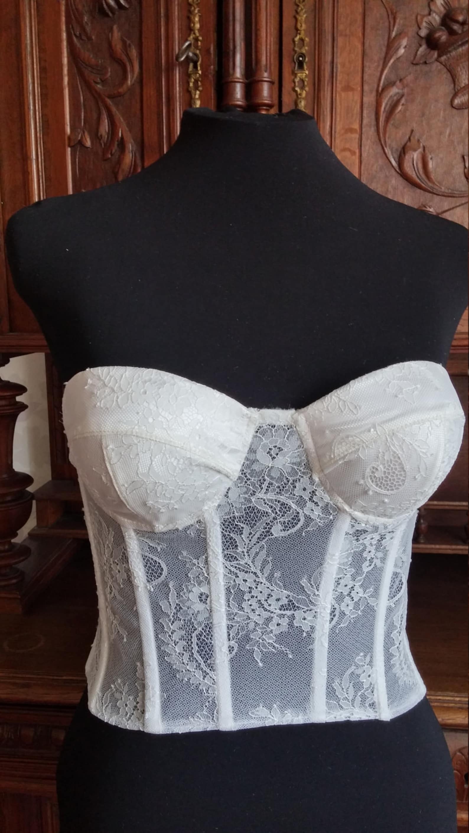 Bustier Novia Corset Encaje Sexy Bustier sujetador incorporado | Etsy