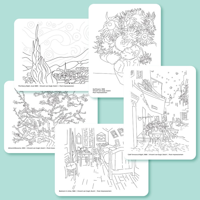 Vincent Van Gogh Coloring Sheets - Etsy