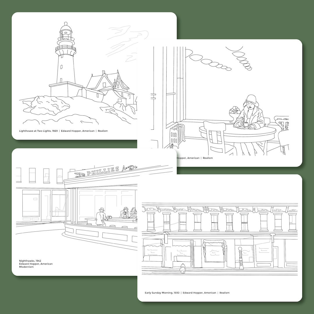 Edward Hopper Coloring Sheets - Etsy