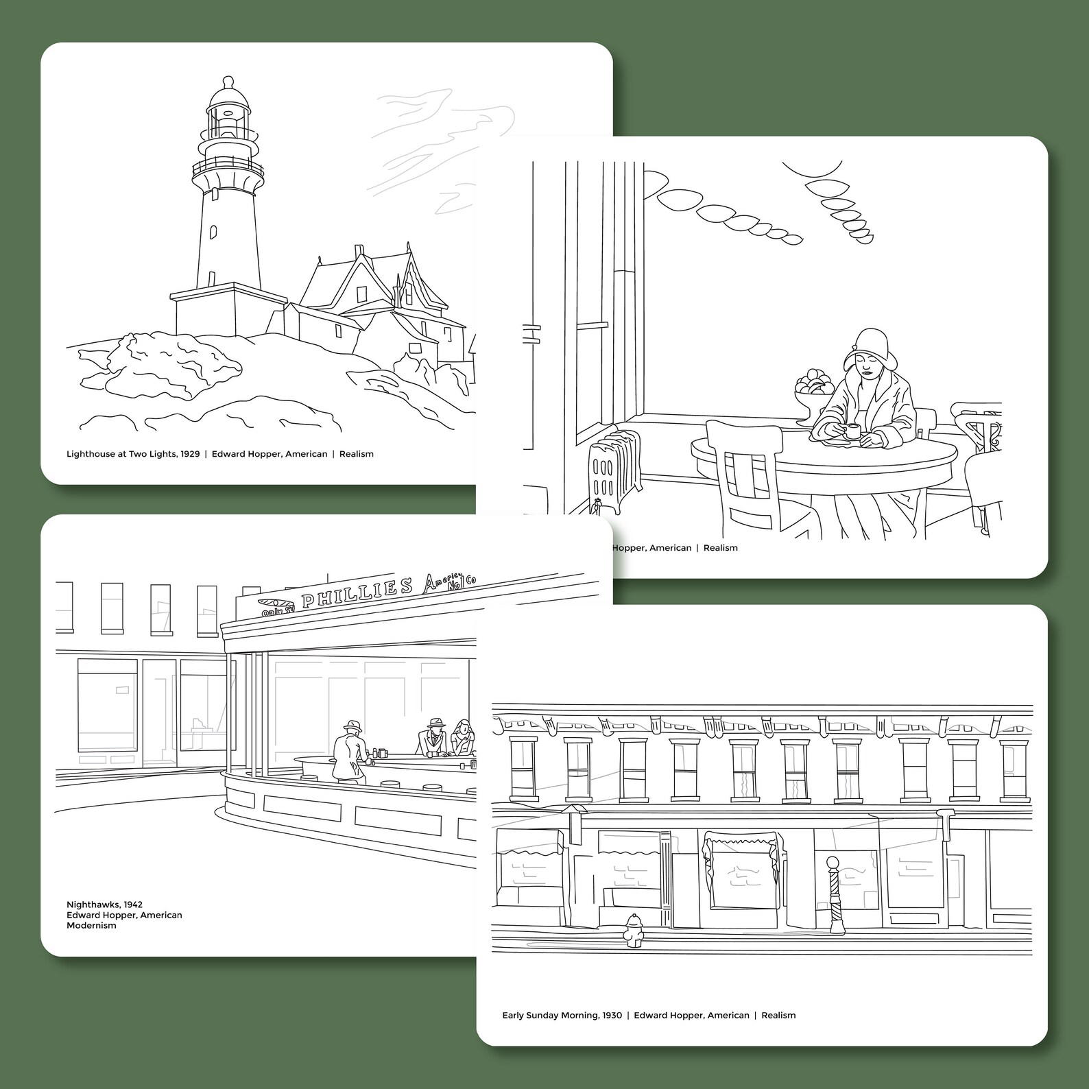 Edward Hopper Coloring Sheets - Etsy