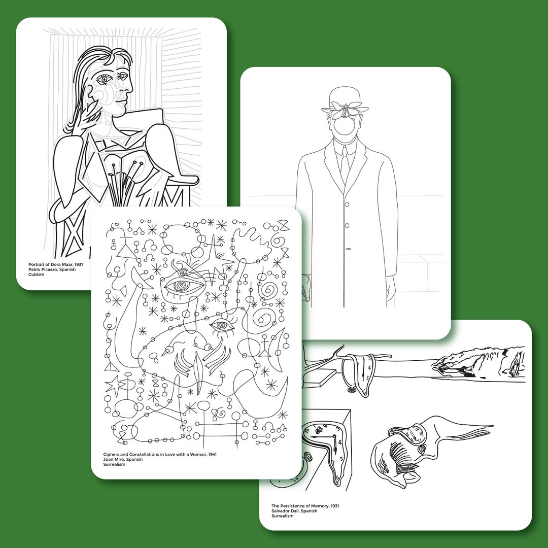 Surrealist Paintings Coloring Sheets - Etsy