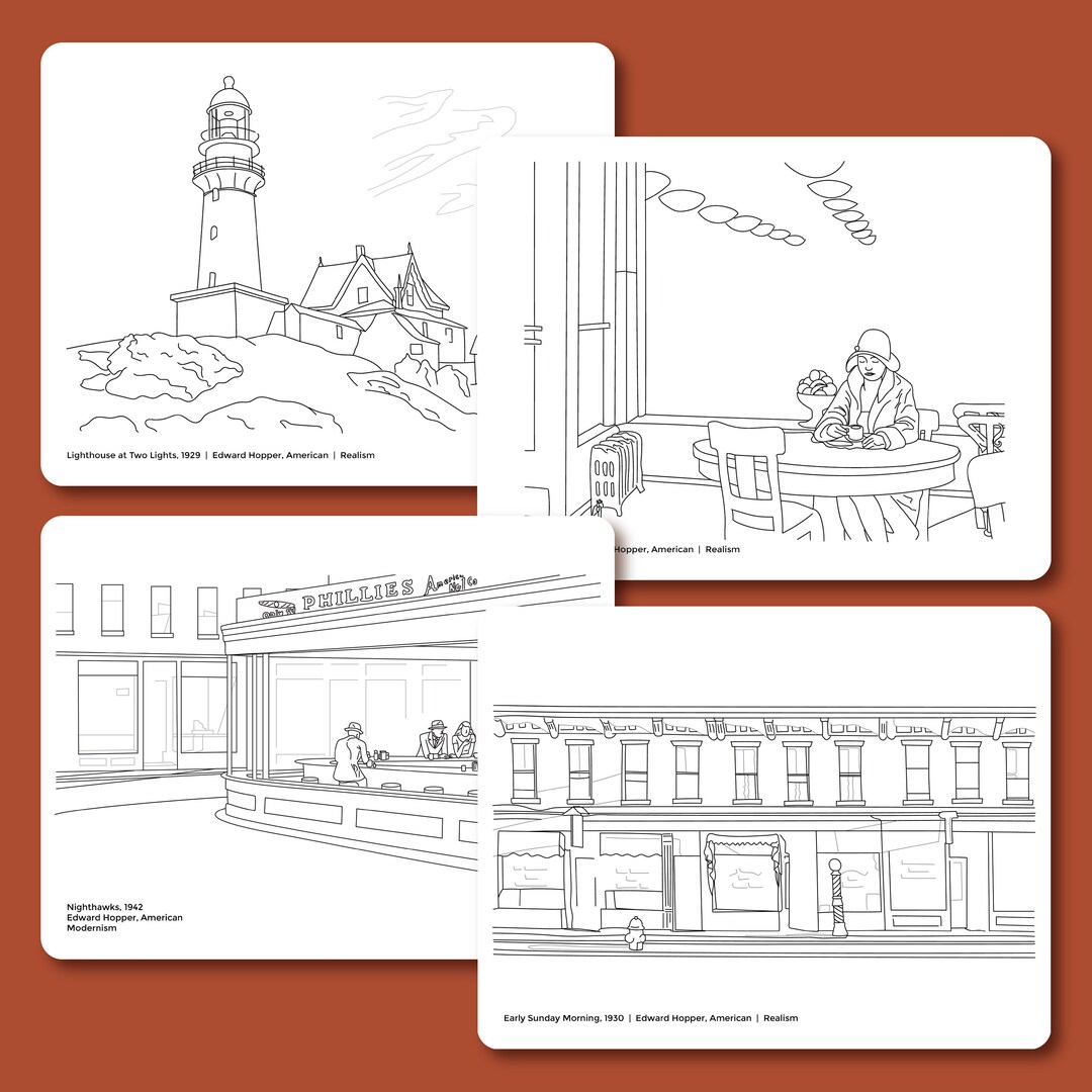 Edward Hopper Coloring Sheets - Etsy