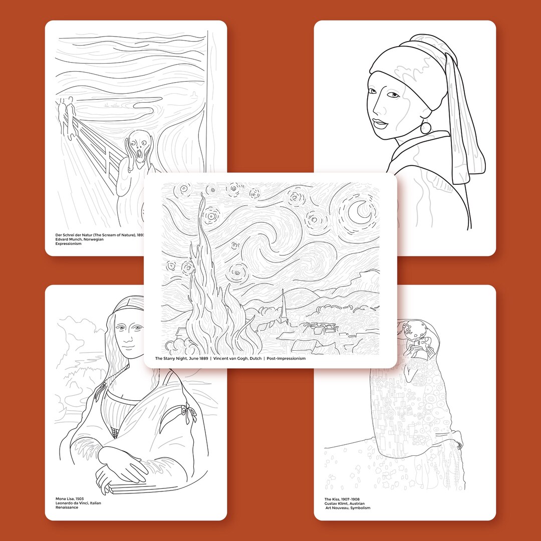 Famous Paintings Coloring Sheets - Etsy