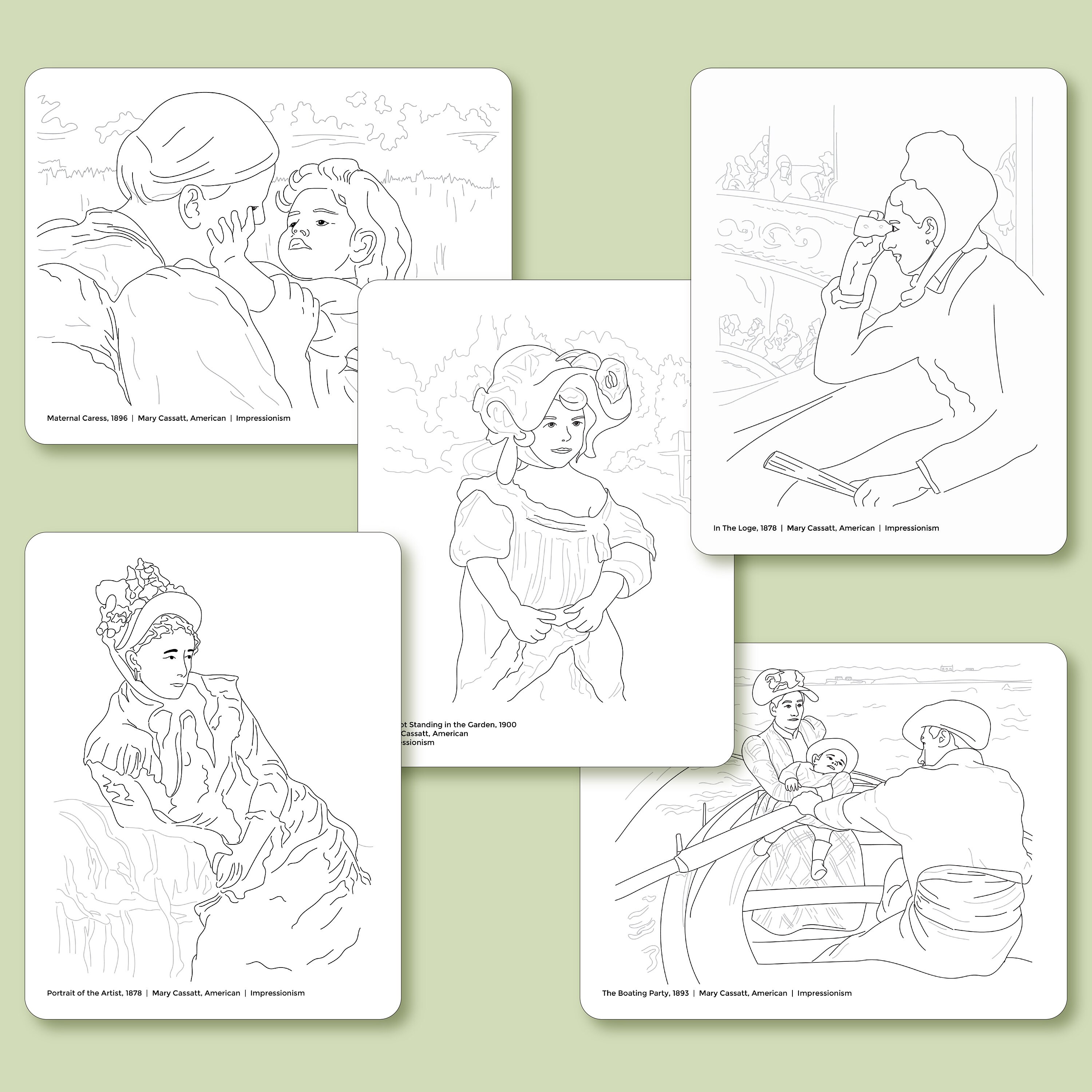 Mary Cassatt Coloring Sheets | Etsy