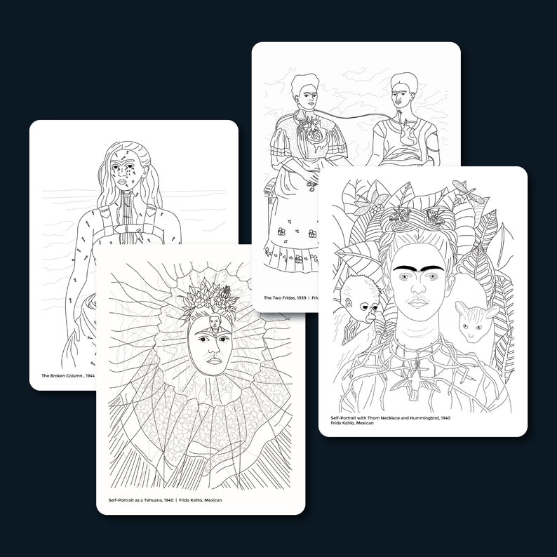 Frida Kahlo Coloring Sheets - Etsy