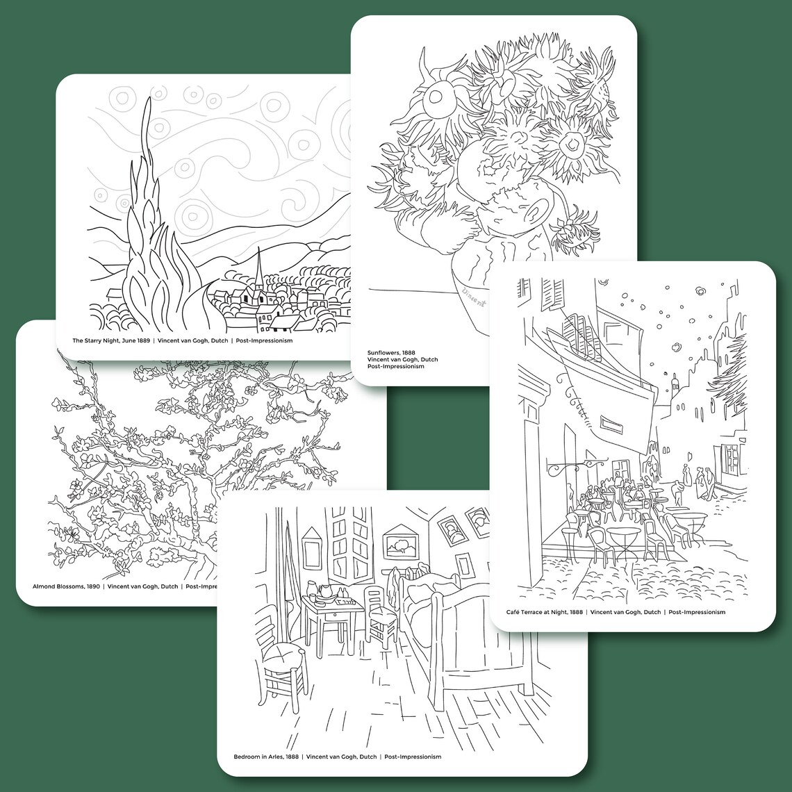 Vincent Van Gogh Coloring Sheets - Etsy